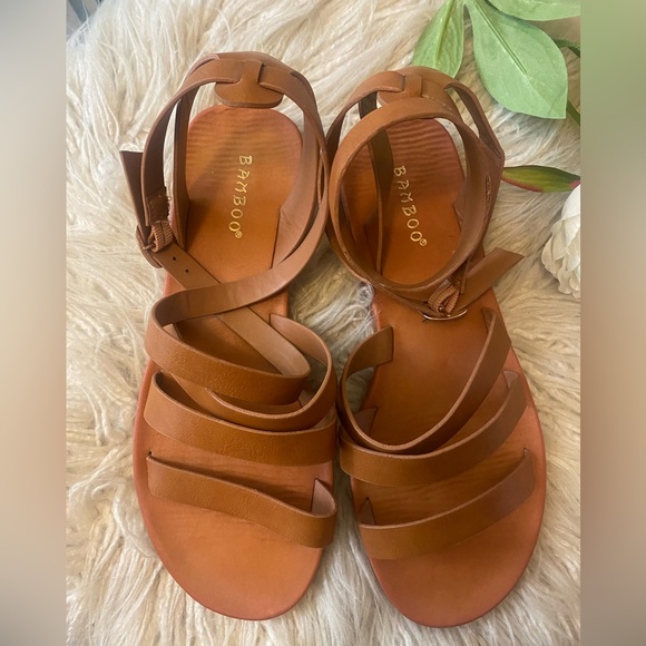 BAMBOO | Shoes | Bamboo Tan Faux Leather Wrap Sandals | Poshmark
